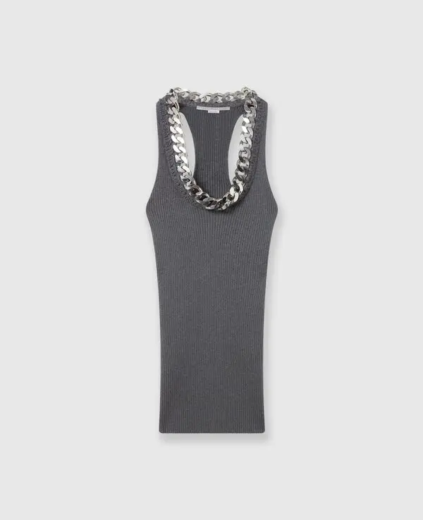 Stella Mccartney Chunky Chain Tank Top - Dark Gray Melange